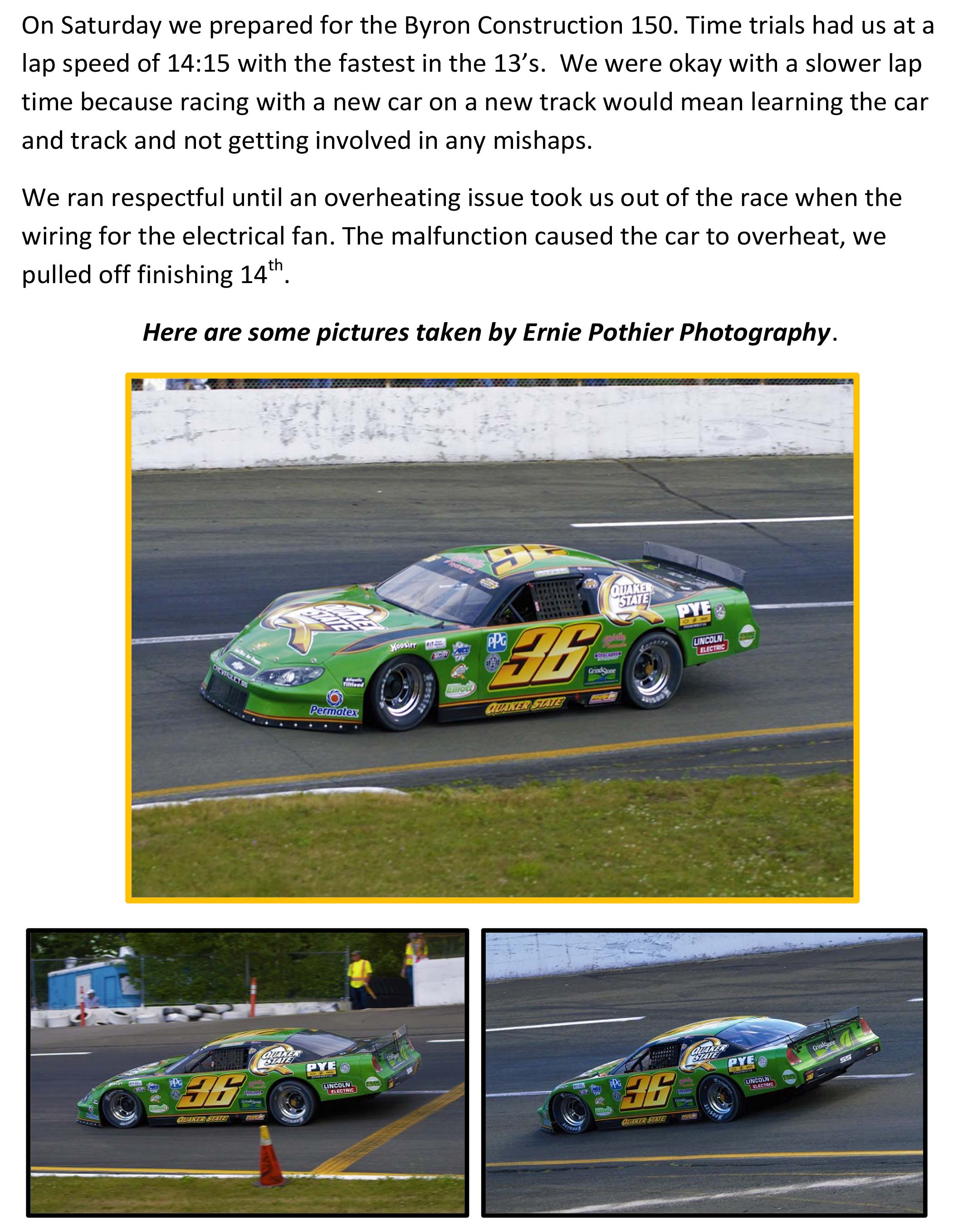 Quaker State Team Shakedown; Debut at Petty International Raceway ...